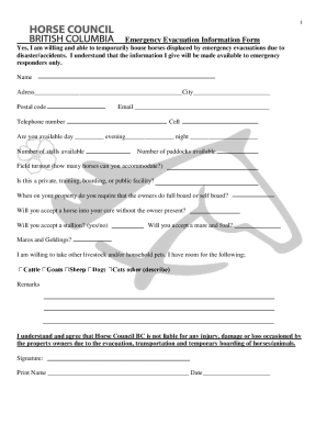 Fillable Online Emergency Evacuation Information Form Fax Email Print - pdfFiller