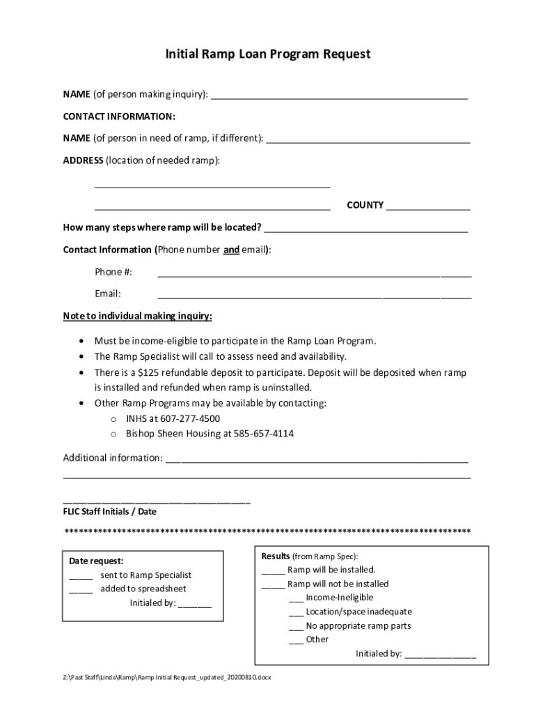 Fillable Online Request a Ramp - StopGap Foundation Fax Email Print - pdfFiller