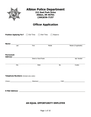 Fillable Online Albion Police Department - Albion Indiana Fax Email ...