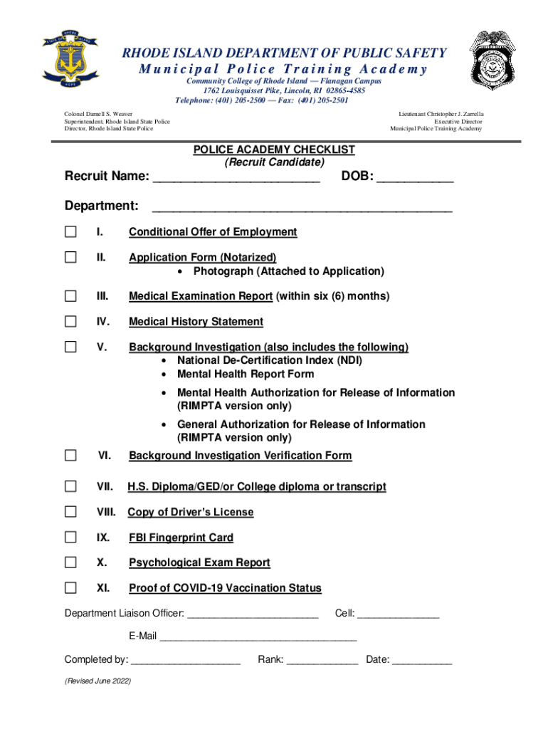 Fillable Online rimpa ri Ri Police Academy - Fill Online, Printable ...