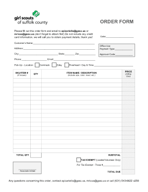 Fillable Online GS Shoppe Order Form. Fillable GS Shoppe Order Form Fax ...