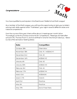 Fillable Online LTS Middle School Places in Math League Contest Fax ...