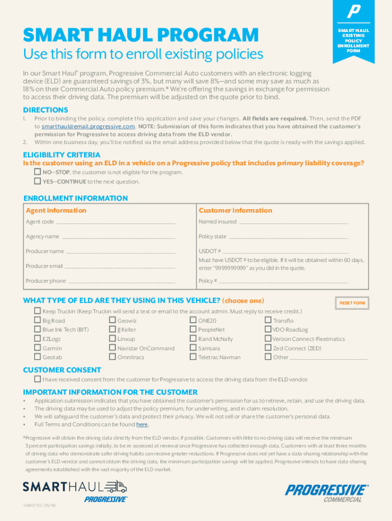Fillable Online Smart Haul Enrollment Form - Act-On Fax Email Print ...