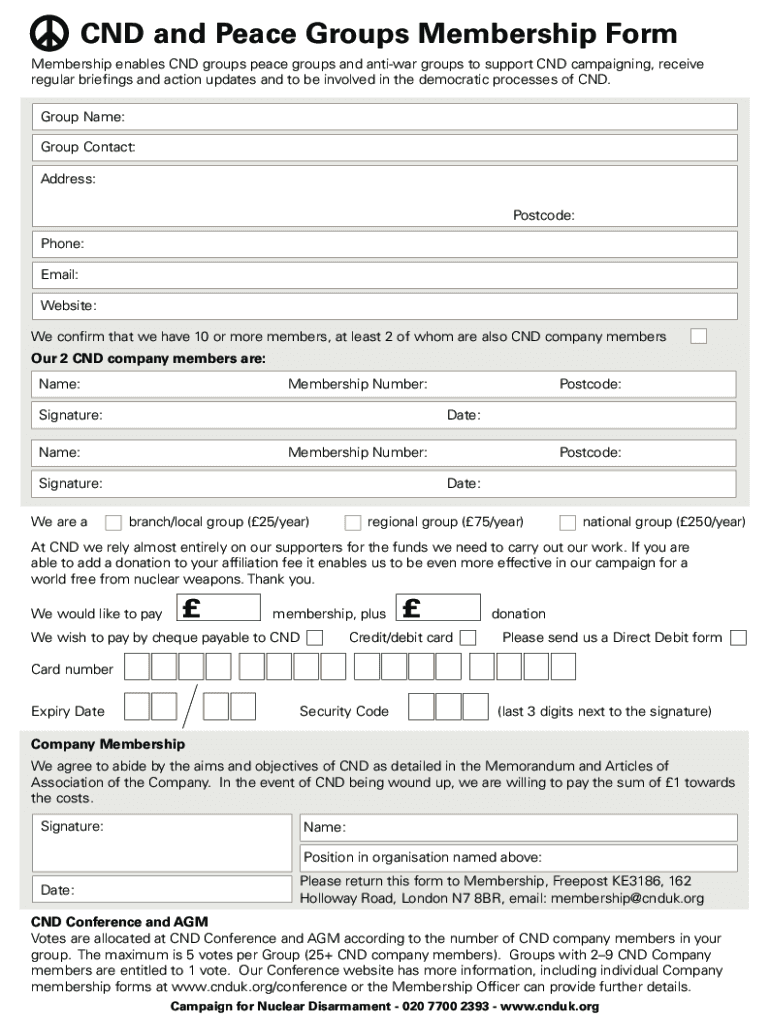 Fillable Online CND Groups form - - Campaign for Nuclear Disarmament ...