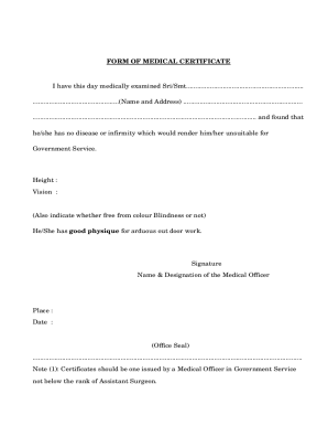 Fillable Online form of medical certificate Fax Email Print - pdfFiller