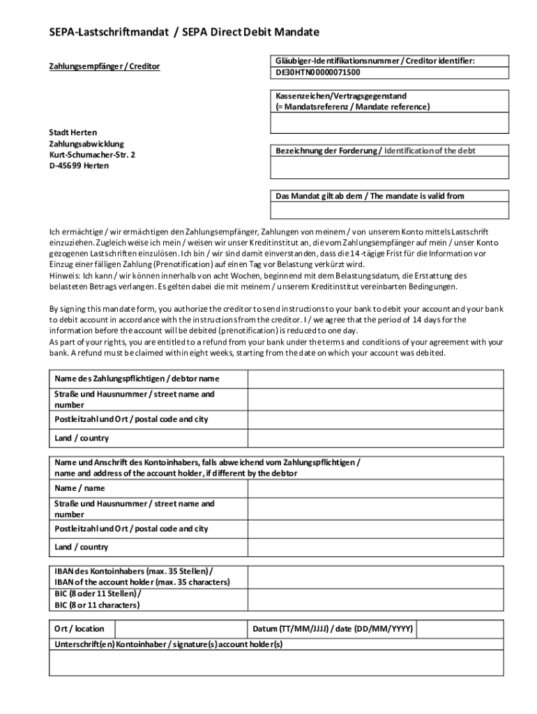 Ausfüllbar Online SEPA Direct Debit - Creditor Identifier - ING ...