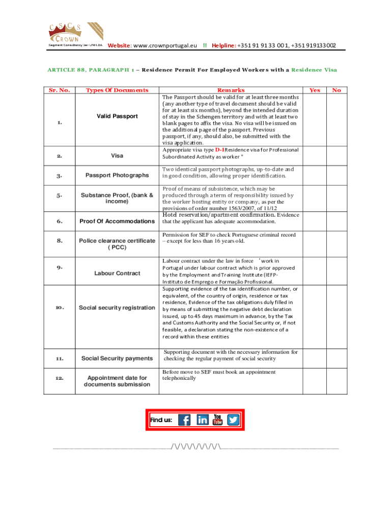 Fillable Online Residence Permit request under article 88 paragraph 1 ...