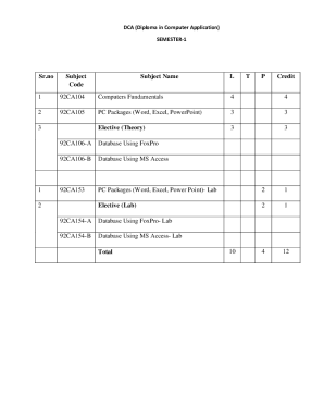 Fillable Online (DCA) Diploma in Computer Application - DI TECHNICAL ...