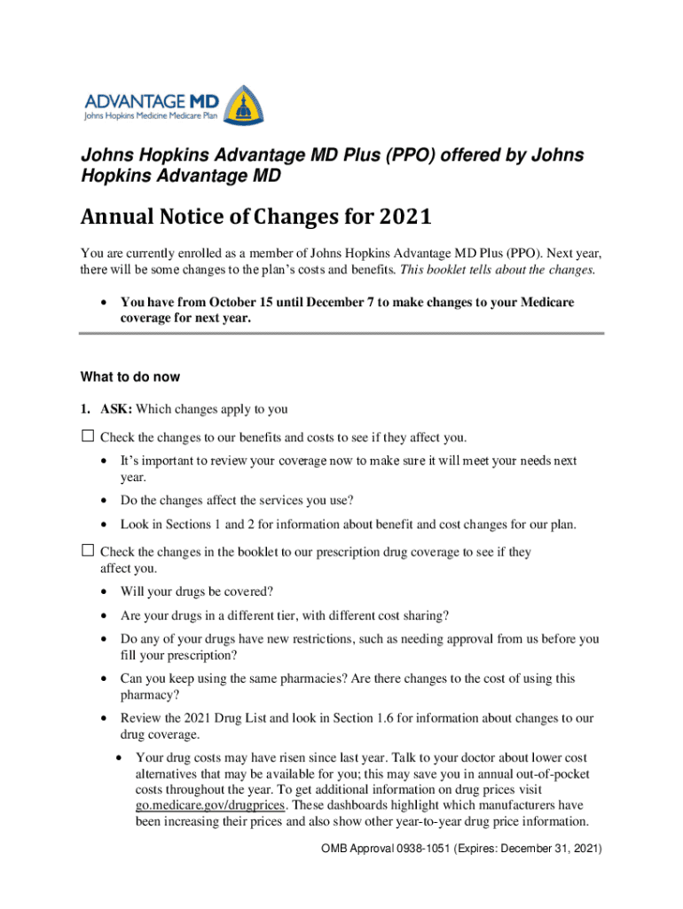 Fillable Online Johns Hopkins Advantage MD Plus (PPO) offered by Johns ...