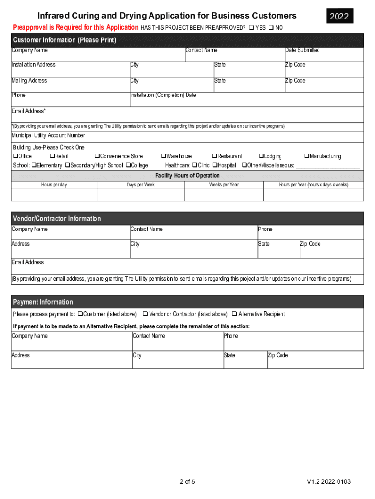 Fillable Online Infrared Curing and Drying Application for Business Customers Fax Email Print ...