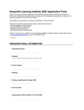 Fillable Online Nonprofit Learning Institute 2020 Application Form Fax Email Print - pdfFiller