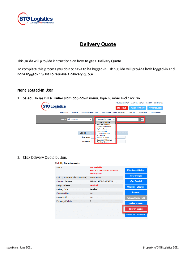 Fillable Online Delivery Quote Fax Email Print - pdfFiller