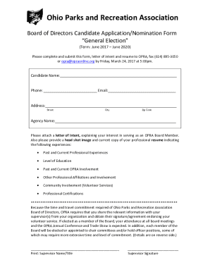 Fillable Online Board of Directors Candidate Application/Nomination ...