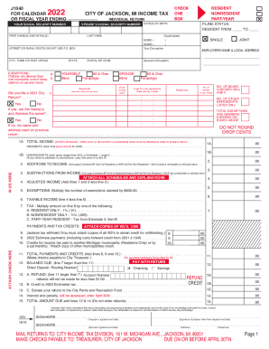 Fillable Online Fillable Online cityofjackson part year jackson mi city ...