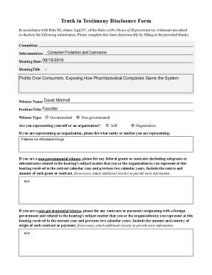 Fillable Online Truth in Testimony Disclosure Form - the default home ...