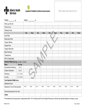 Fillable Online Inpatient Pediatric Asthma Assessment - SAMPLE Fax ...