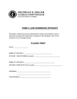 Fillable Online Family Law Handbook Affidavit. Family Law Handbook ...