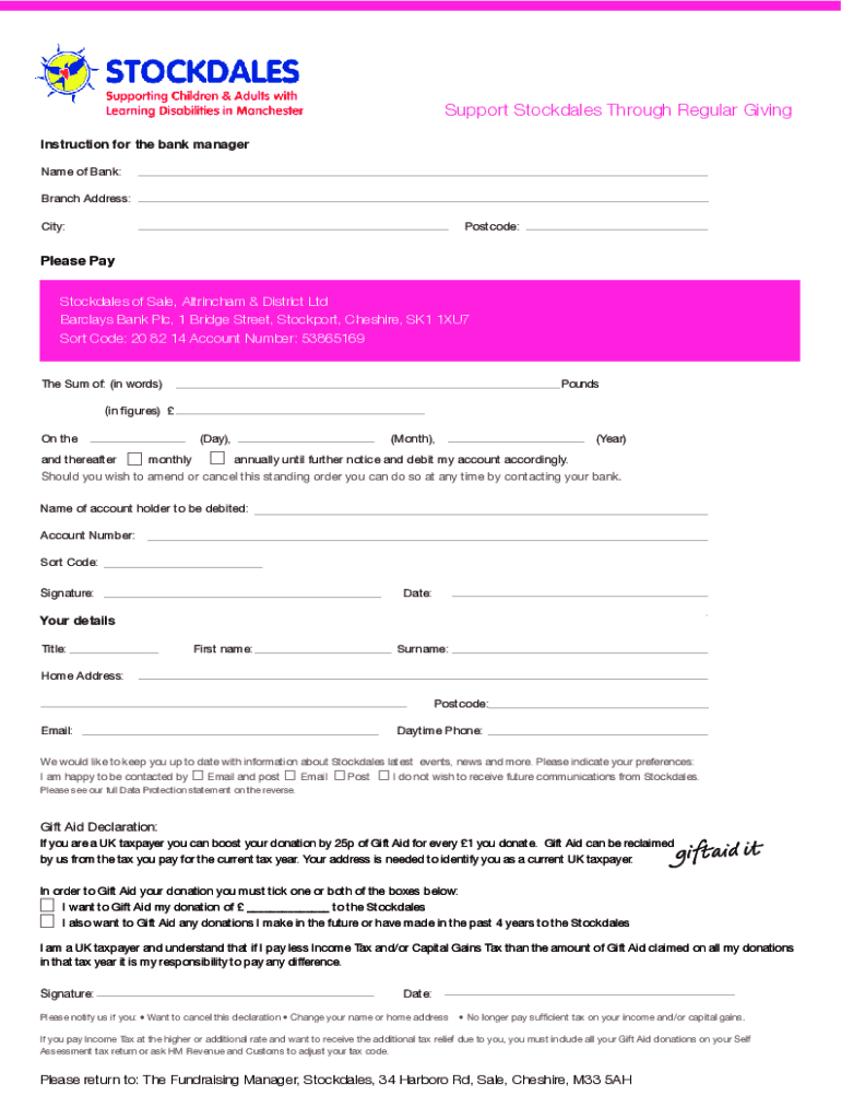 Fillable Online Stockdales Standing-Order-v3 Fax Email Print - pdfFiller