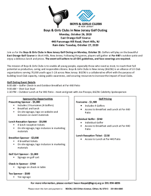 Fillable Online BGCNJ 2020 Golf Outing Sponsorship Form Fax Email Print ...