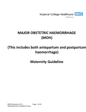 Fillable Online MAJOR OBSTETRIC HAEMORRHAGE (MOH) (This includes both ...