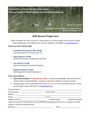 Fillable Online 2020 Sponsor Pledge Form Fax Email Print - pdfFiller
