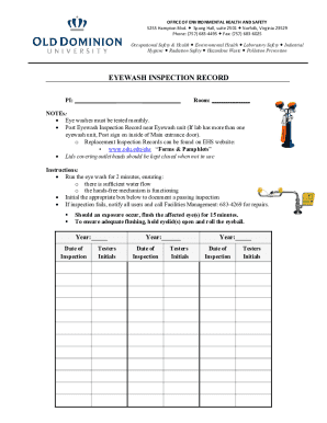 Fillable Online Eye Wash Inspection Form - Norfolk Fax Email Print ...