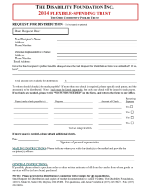 Fillable Online 2014 FLEXIBLE SPENDING TRUST DISTRIBUTION FORM (April ...
