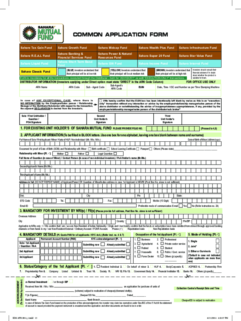 Fillable Online Sahara tax gain fund application form - SlideShare Fax Email Print - pdfFiller