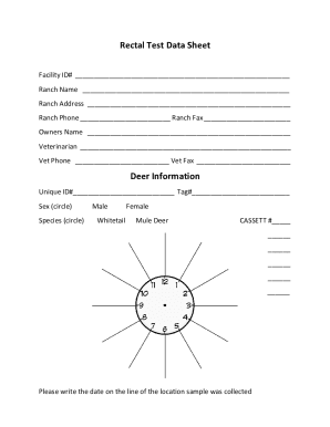 Fillable Online Rectal Test Data Sheet Deer Information Fax Email Print ...