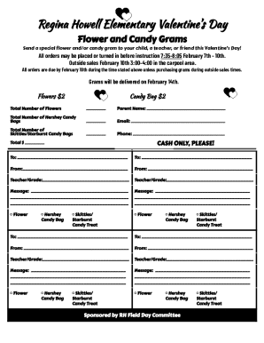 Fillable Online Valentine's Day Flower and Candy Gram Order Form Fax ...