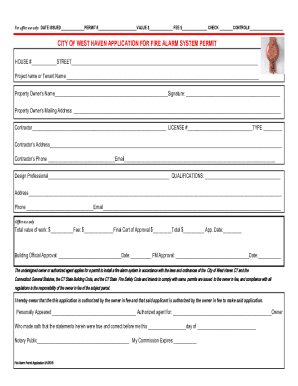 Fillable Online CITY OF WEST HAVEN APPLICATION FOR FIRE ALARM SYSTEM ... Fax Email Print - pdfFiller