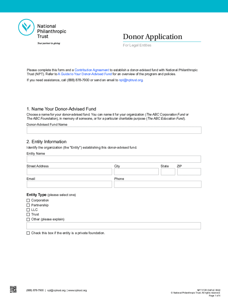 Fillable Online Donor Application for Legal Entities Fax Email Print - pdfFiller