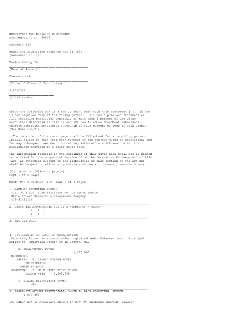 Fillable Online SCHEDULE 13G - VAALCO Energy, Inc. Fax Email Print ...