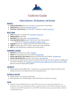 Fillable Online Uniform Dress Codes for Upper School Girls Fax Email ...