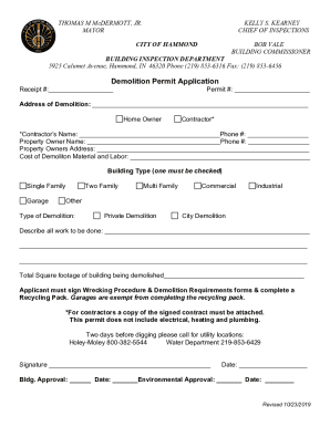 Fillable Online Inspections DepartmentCity of Hammond, Indiana Fax ...