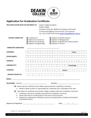 Fillable Online Application for Graduation Certificate Fax Email Print - pdfFiller