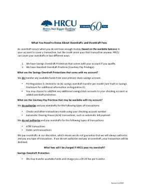 Fillable Online What You Need to Know About Overdrafts and Overdraft ...