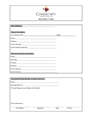 Fillable Online REFFERAL FORM - Community Care Health Fax Email Print ...