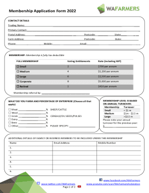 Fillable Online wafarmers org membership application form - West ...