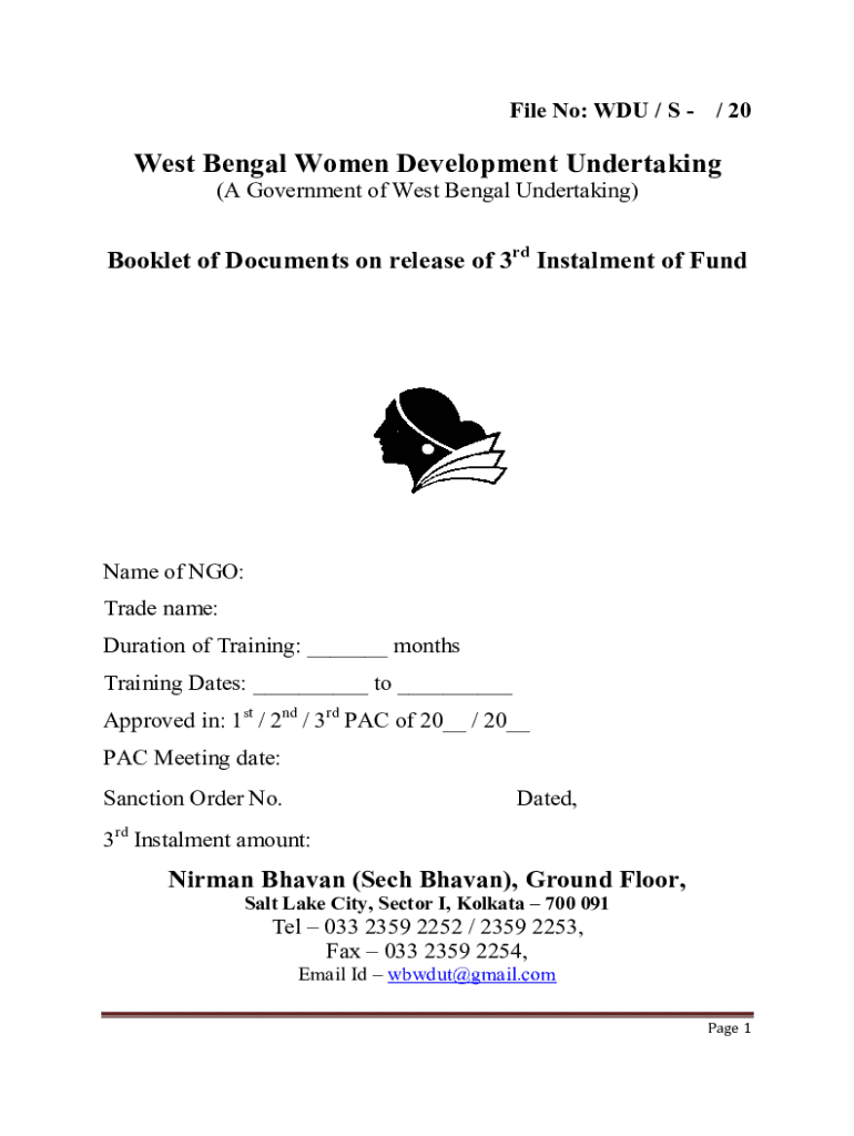 Fillable Online NGO FUND ll West Bengal Women Development Undertaking ...