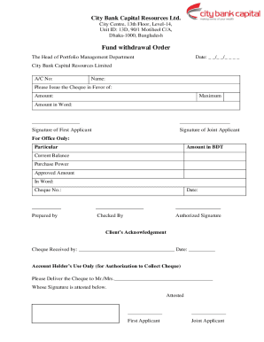 Fillable Online Fund withdrawal Order Fax Email Print - pdfFiller