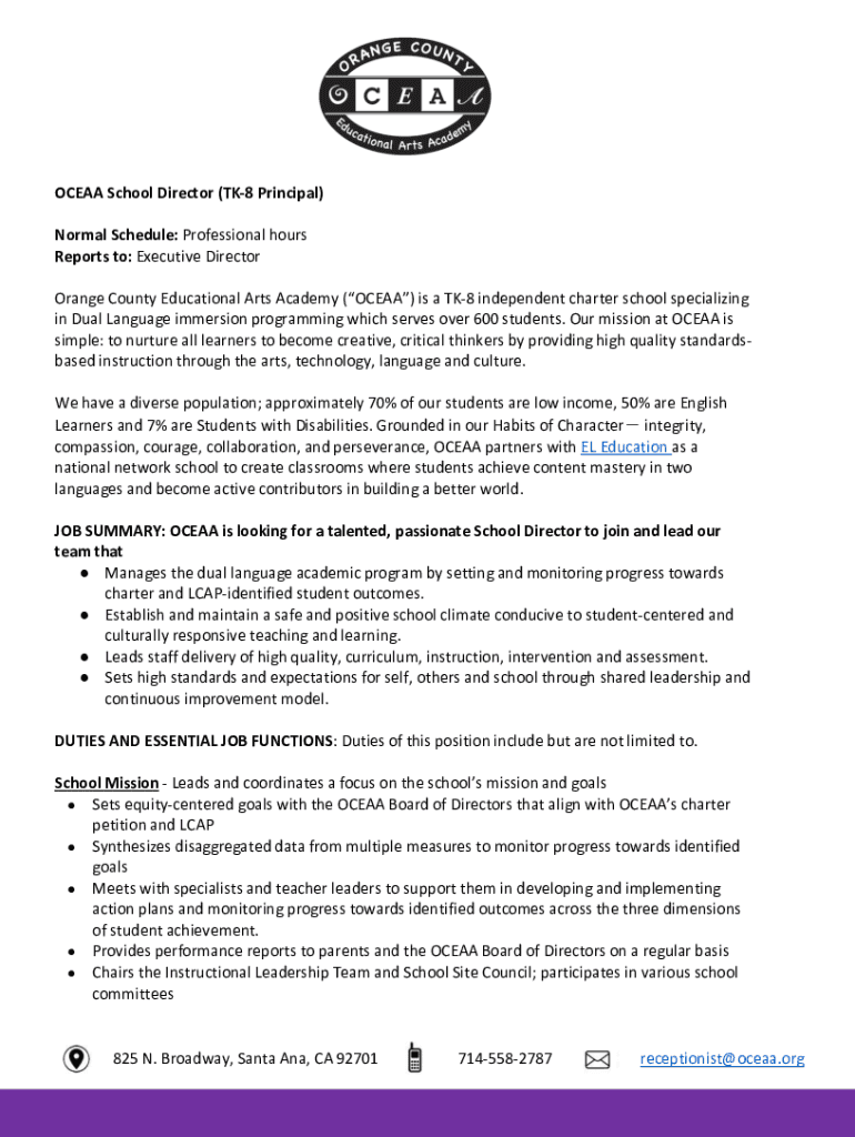 Fillable Online OCEAA Job Description: Assessment & Intervention ...