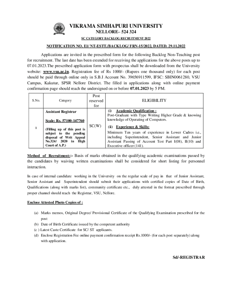 Fillable Online Vikrama Simhapuri University Nellore Pdf Fax Email Print - pdfFiller