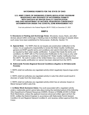 Fillable Online NATIONWIDE PERMITS FOR THE STATE OF OHIO U.S. ARMY ...