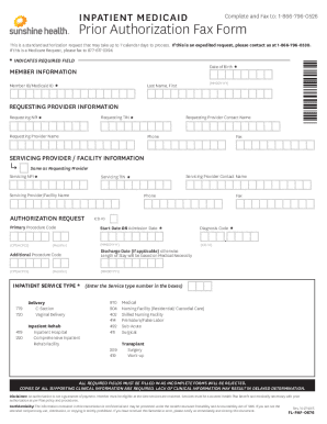 Fillable Online Inpatient Medicaid Prior Authorization Fax Form. Fax ...