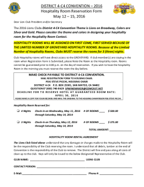 Fillable Online Hospitality Room Reservation Form Fax Email Print ...