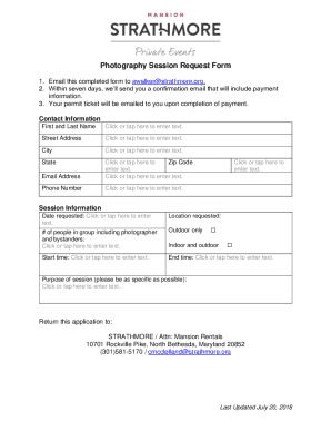 Fillable Online Photography Session Request FormStrathmore Fax Email ...
