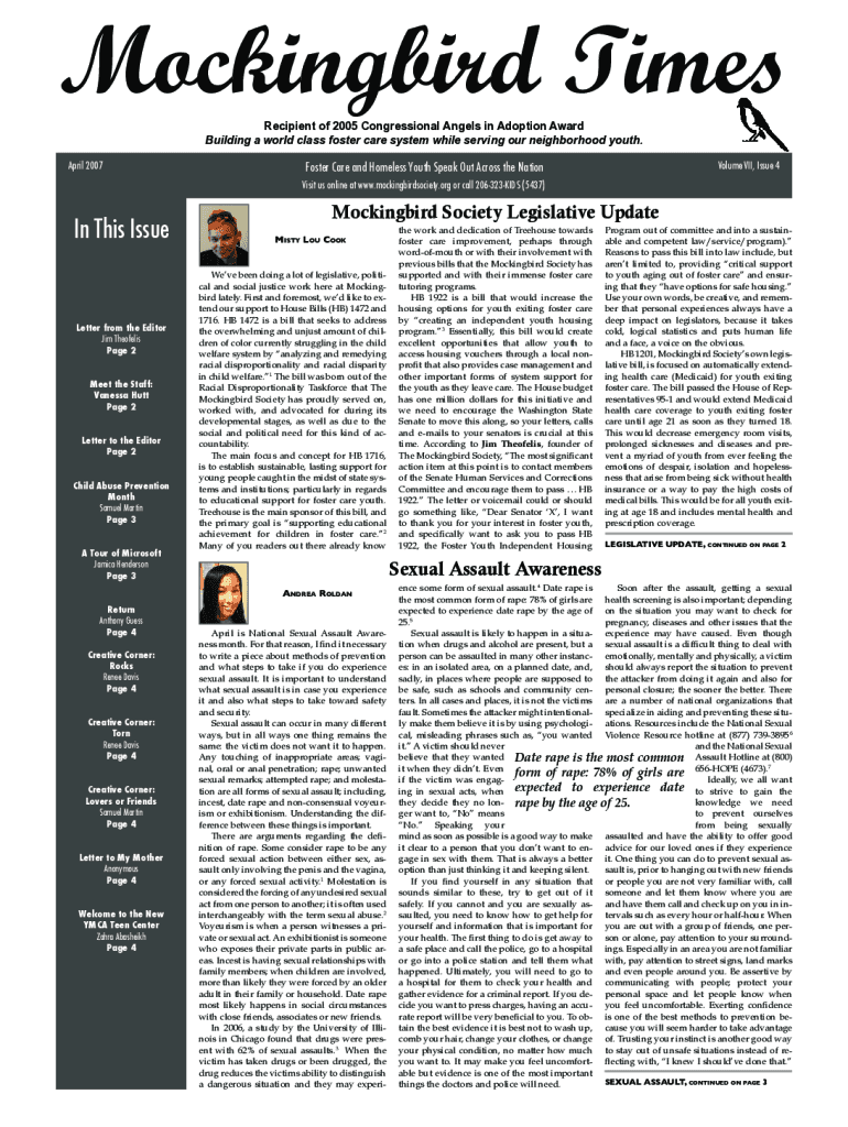 Fillable Online Youth Advocacy Day photos on page 3! - Mockingbird ...