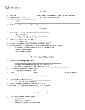 Fillable Online The Rise of Cotton: Crash Course Black American History ...