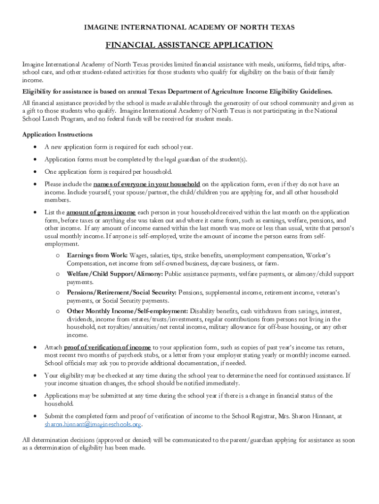 Fillable Online IMAGINE INTERNATIONAL ACADEMY OF NORTH TEXAS Fax Email ...
